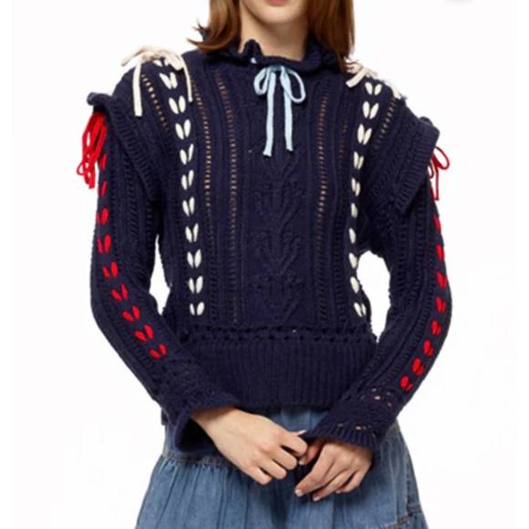 Stellah | Sweaters | New Stellah Ribbon Detailed Pointelle Sweater In ...